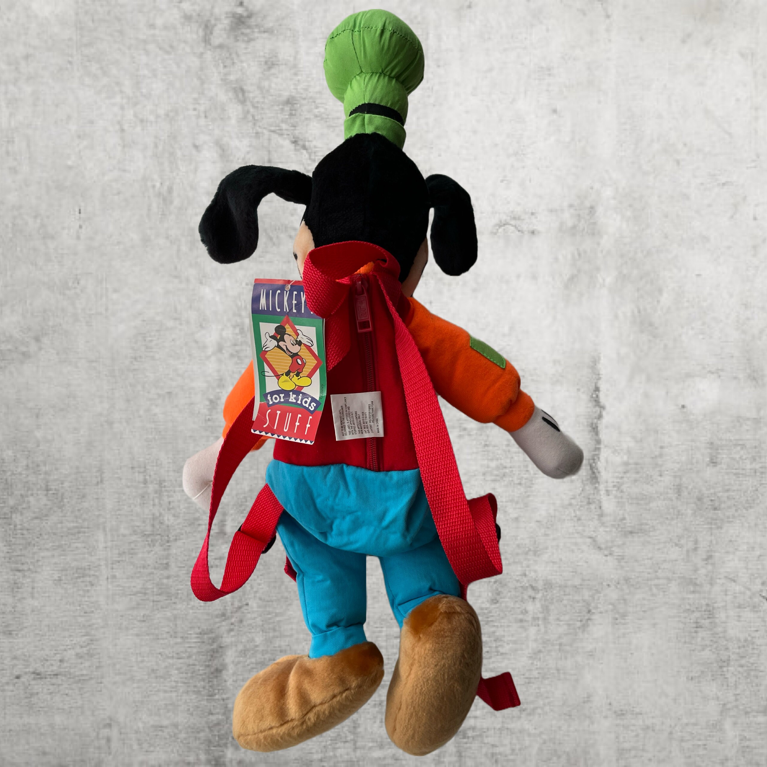 DISNEY Goofy Vintage Plush Backpack With Zippered Pocket Retro Cartoon ...