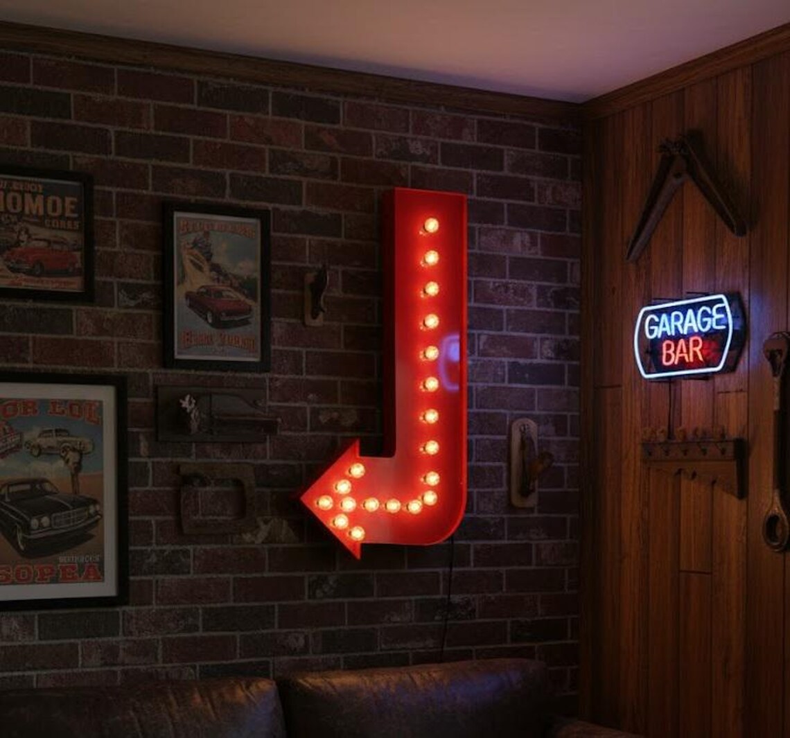 Arrow Marquee Sign Light Store Front Business Display Retro Curved ...