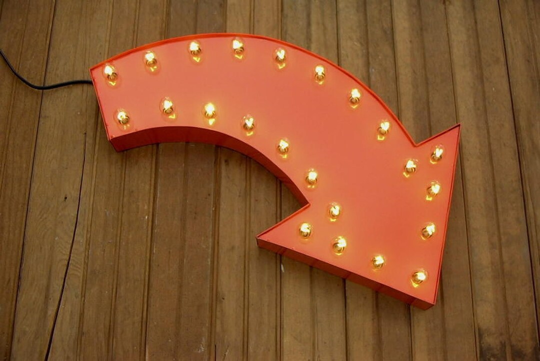 Marquee Arrow Light, Industrial Retro Curved Sign. - Etsy