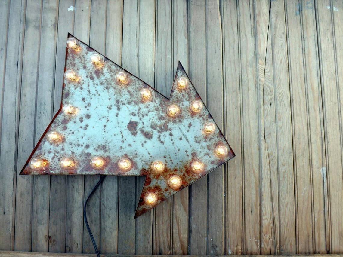 Arrow Sign Distressed Arrow Sign Metal Arrow Wedding Sign Restroom Sign ...