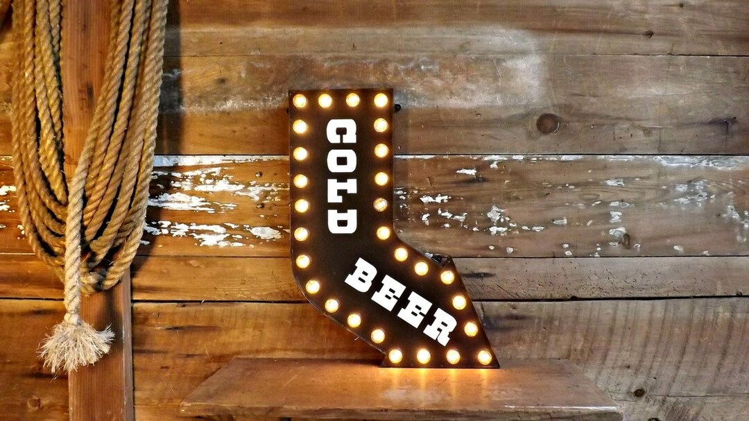 Beer Sign Marquee Light Bar Decor Lighted Arrow Lamp Curved Arrow ...