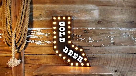 Beer Sign Marquee Light Bar Decor Lighted Arrow Lamp Curved | Etsy