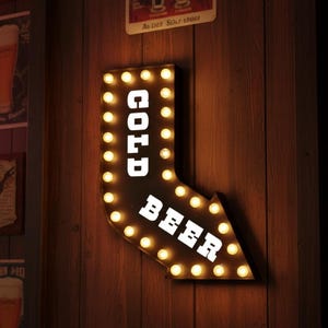 Cold Beer Arrow Marquee Sign, Bar Decor, Pub Sign, Man Cave Lighting - Etsy