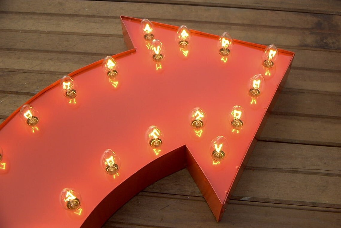 Marquee Arrow Light, Industrial Retro Curved Sign. - Etsy