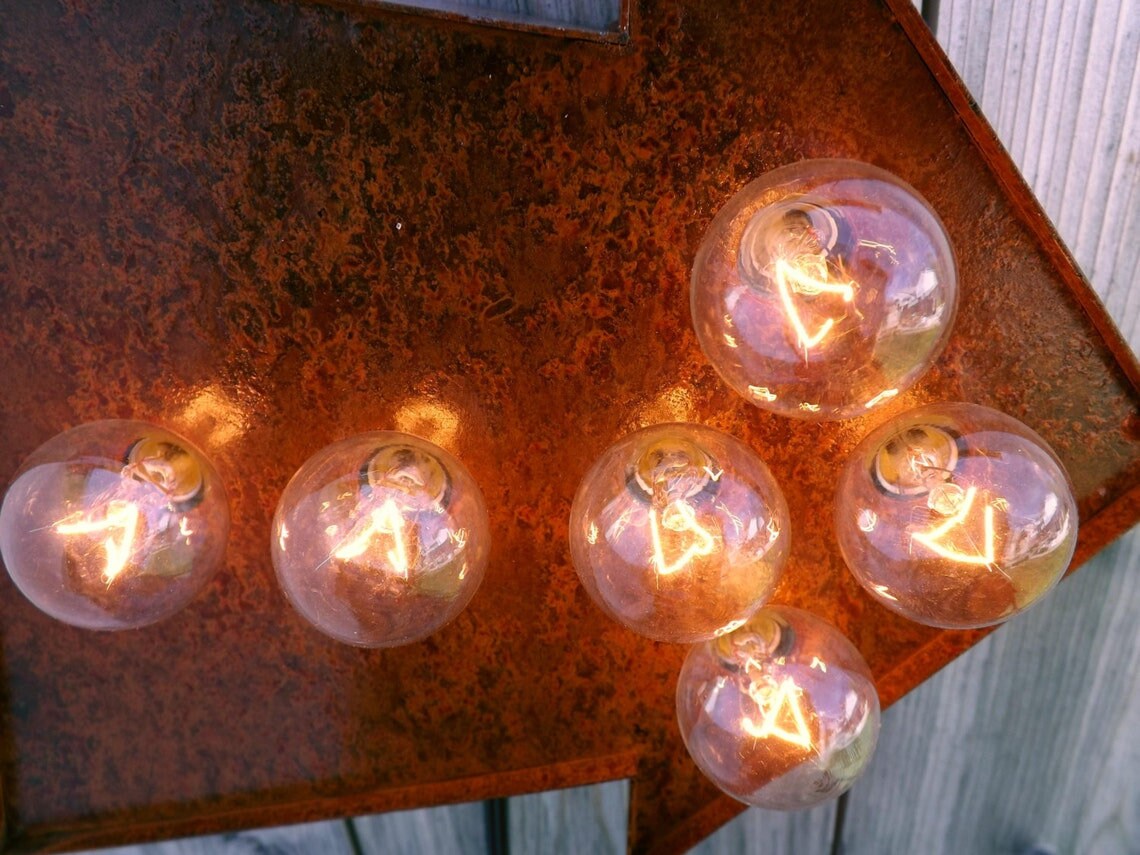 Rusty Arrow Marquee Patina Sign Lamp Light Industrial Night Light With ...