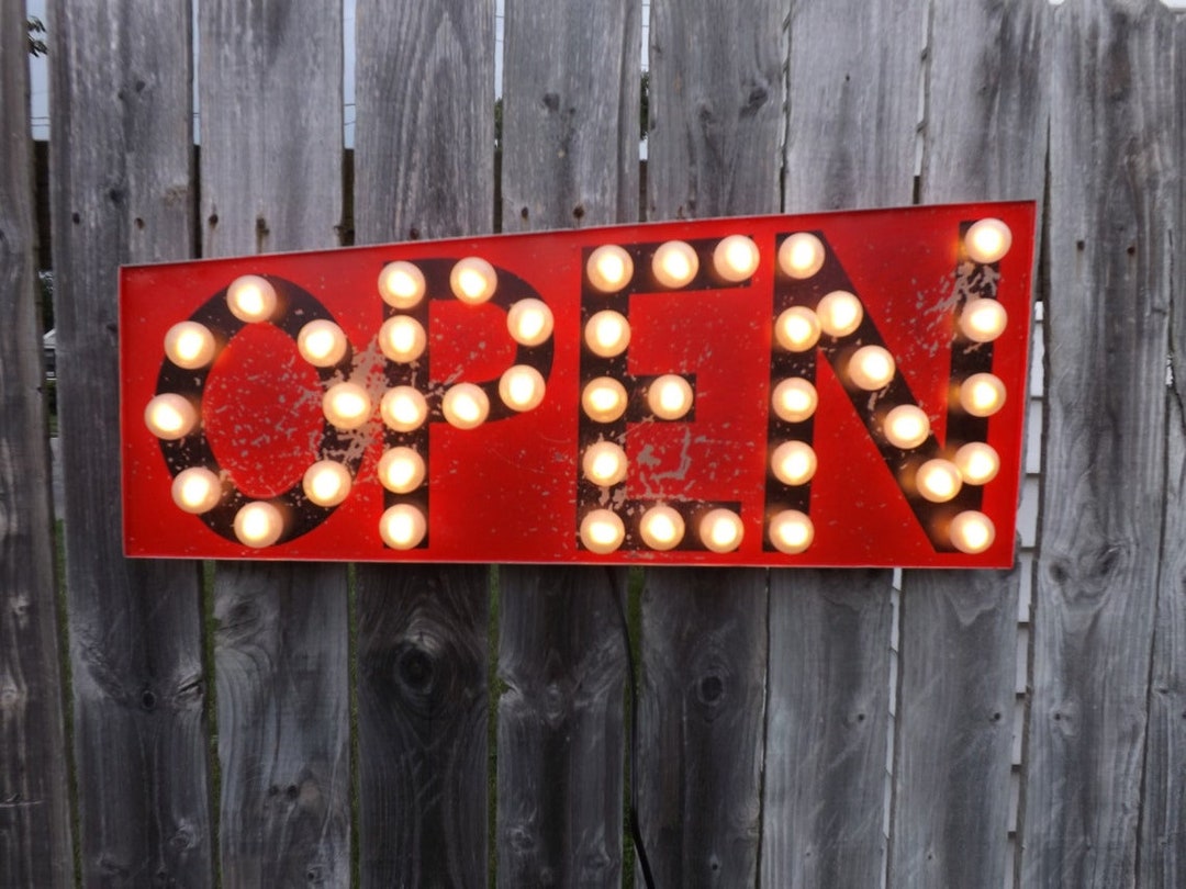 Open Sign Marquee Lights Store Window Business Lighted Industrial Wall ...