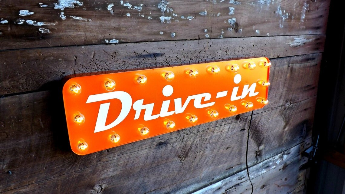 Drive in Movie Theater Sign Lighted Theatre Marquee Garage Sign Décor ...