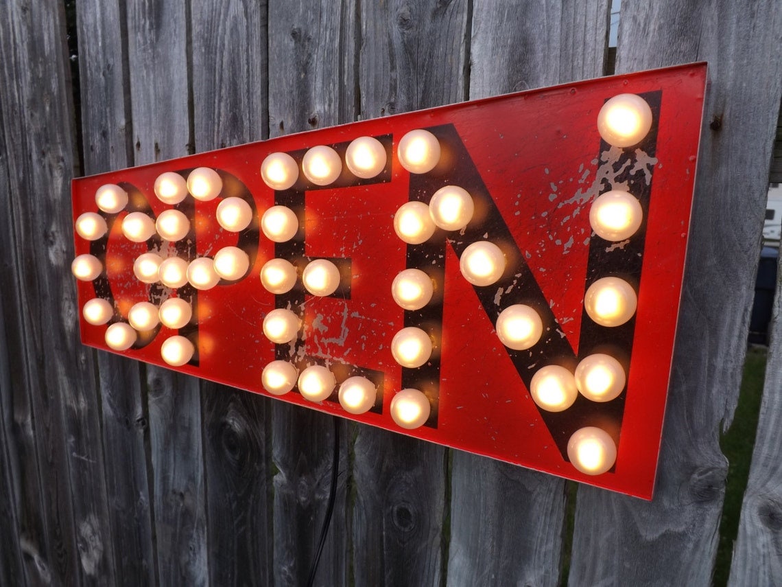 Open Sign Marquee Lights Store Window Business Lighted Industrial Wall ...
