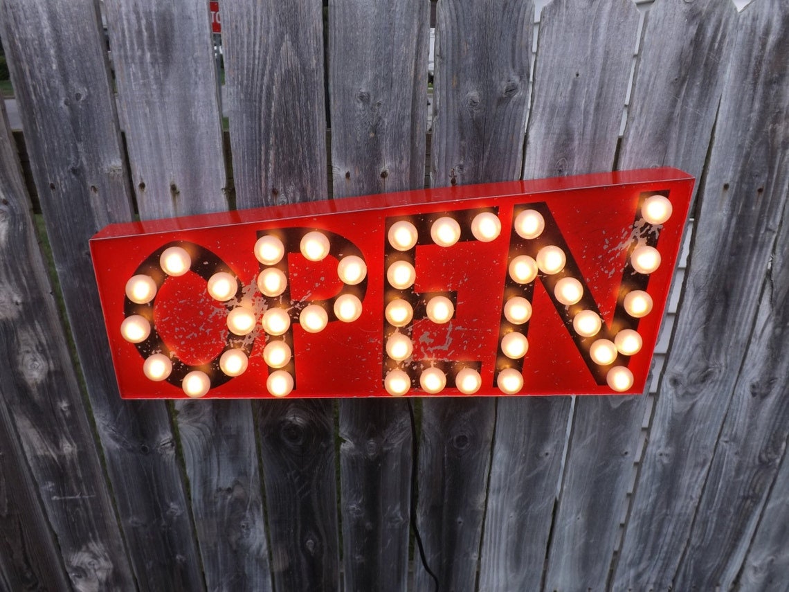 Open Sign Marquee Lights Store Window Business Lighted Industrial Wall ...