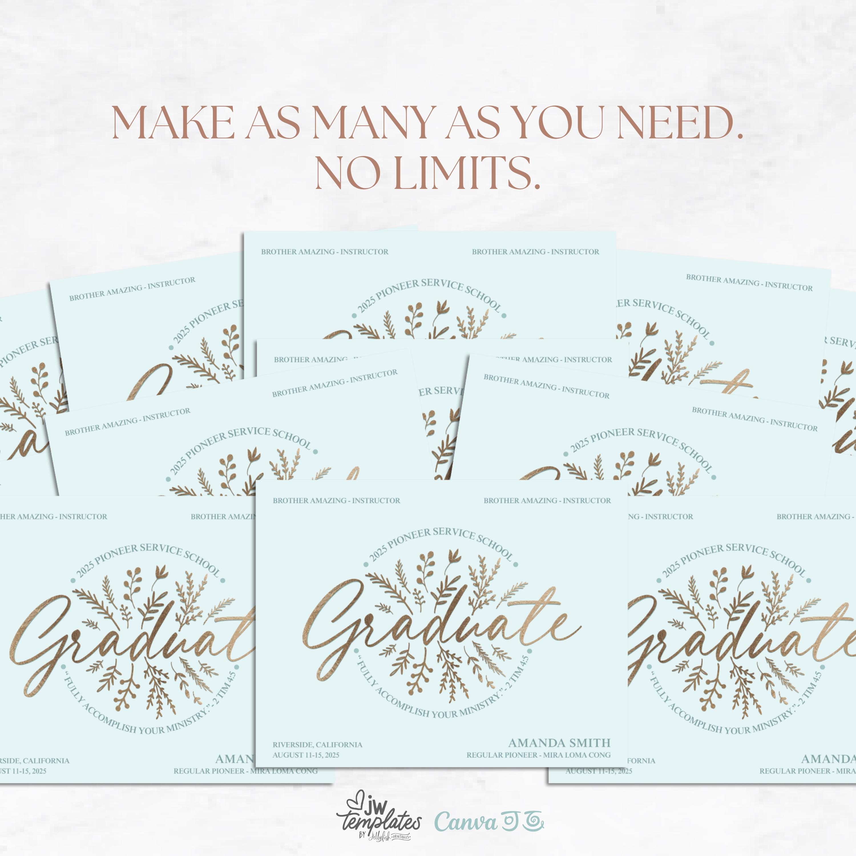 Pioneer School Certificate JW | Elegant Canva Template for Regular ...