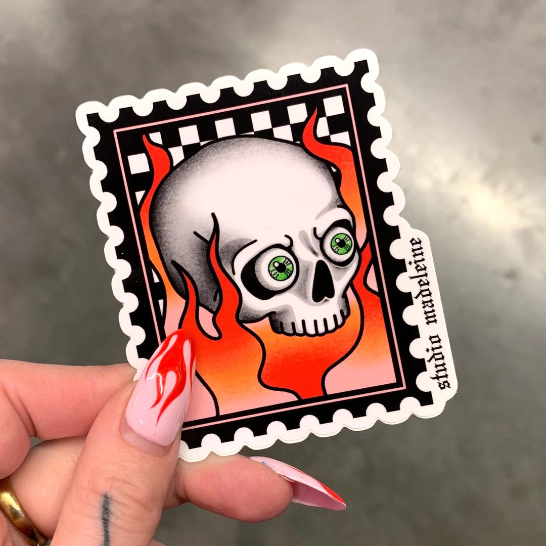Sent From Hell Skull Stamp Vinyl Sticker - Etsy