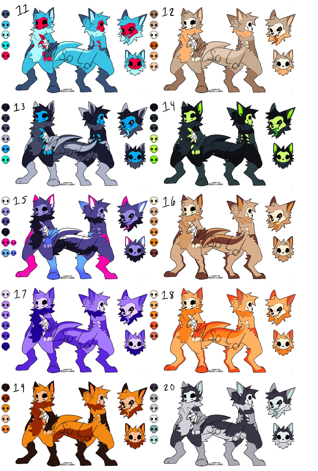 Furry Skullbeast Adoptable Digital Adopt Furry Design 11-20 - Etsy