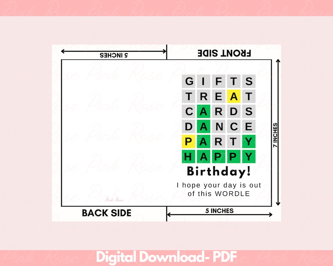 Printable Word Game Birthday Card PDF DIGITAL DOWNLOAD Happy - Etsy