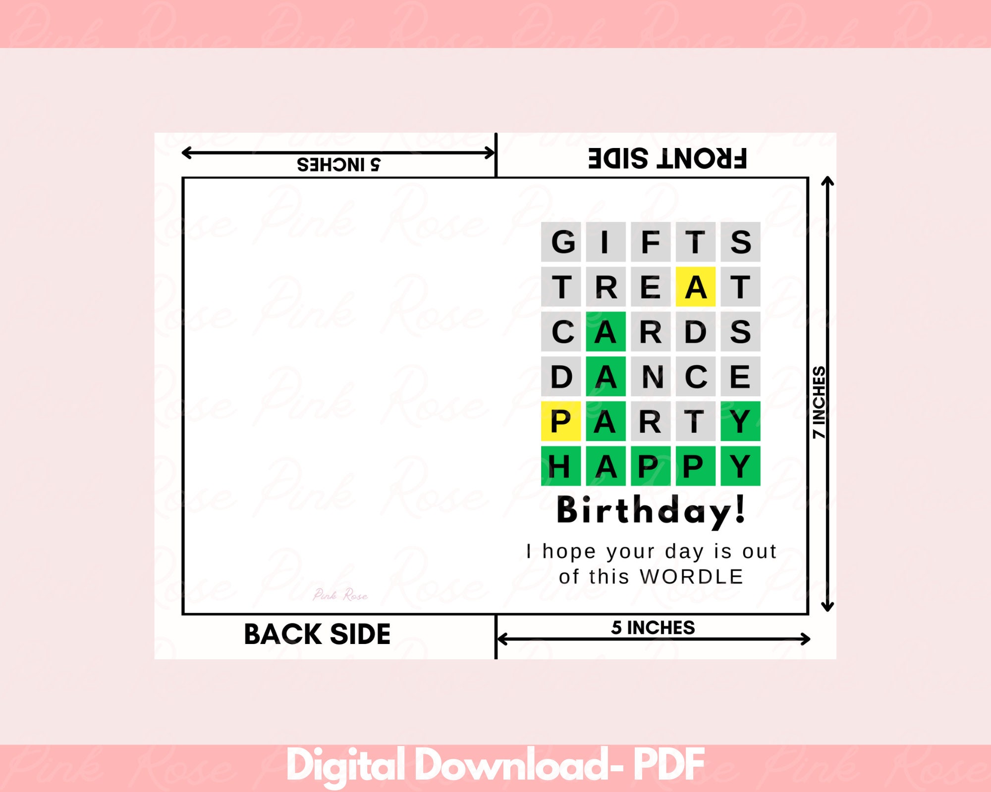 Printable Word Game Birthday Card PDF DIGITAL DOWNLOAD Happy - Etsy
