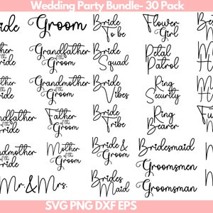 Bridal Party SVG Bundle, Bride SVG, Wedding Party Svg Bridesmaid Svg ...