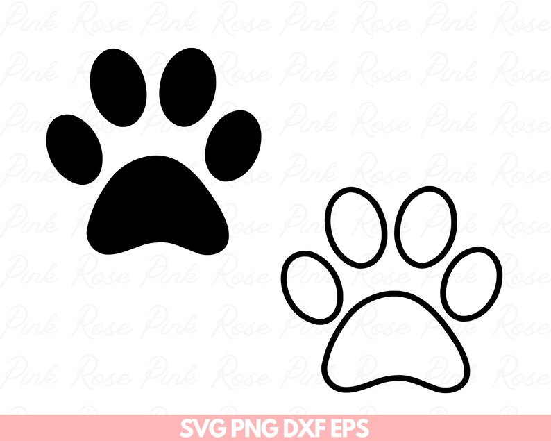 Paw Print Outline DIGITAL DOWNLOAD | Svg Png Dxf Eps Instant Digital ...