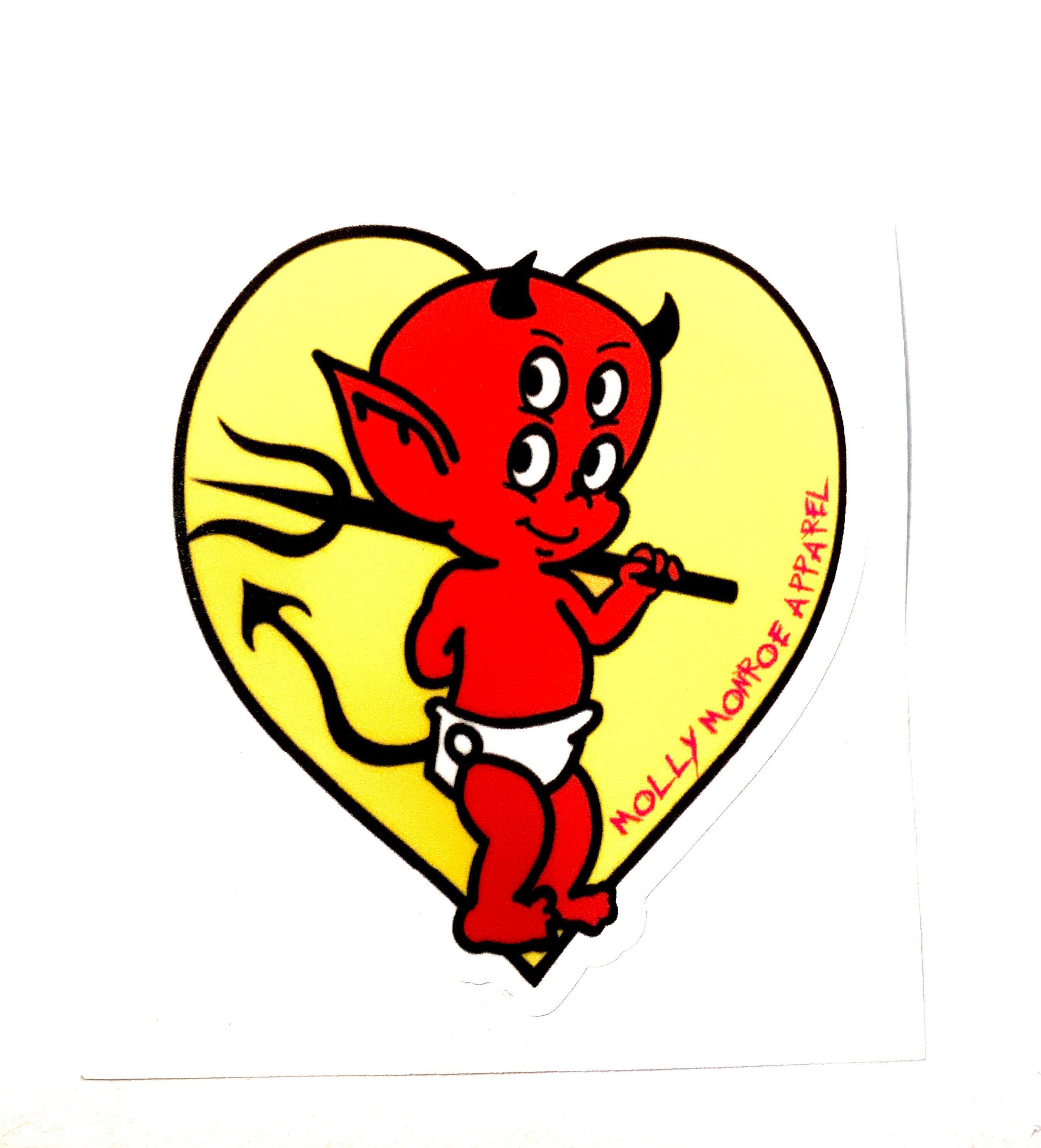 Mixed Media & Collage Art & Collectibles Little Devil Heart Sticker ...