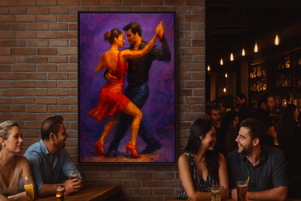 Tango Passion Art Print – Red Dress Dance Wall Decor – Romantic Motion ...
