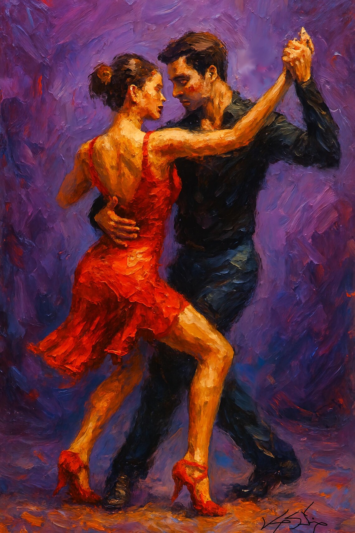 Tango Passion Art Print – Red Dress Dance Wall Decor – Romantic Motion ...