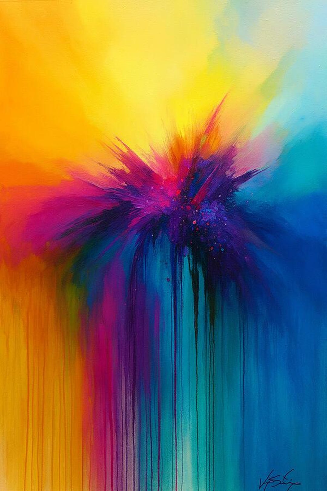 Radiant Pulse: Abstract Color Burst Print - Etsy