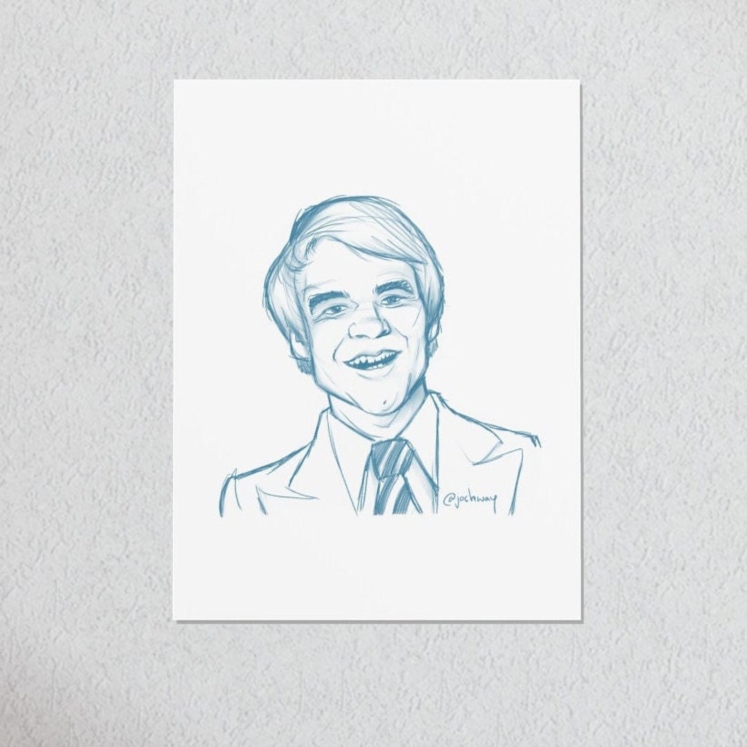 Steve Martin Poster, Hand-drawn Sketch, Classic Comedian, Funny Man ...