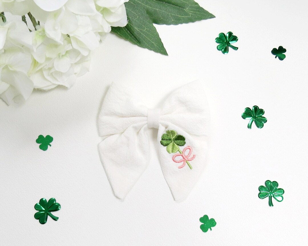White Four Leaf Clover Dog Hair Bow, Dog Accessories Hair Clip for Dogs ...