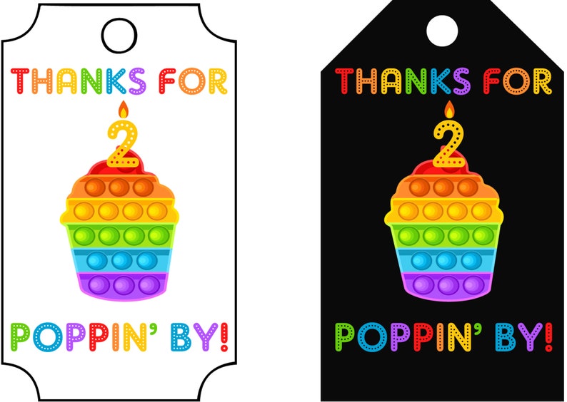2nd Birthday Thank You Pop It Tag Thanks for Popping By Pop | Etsy