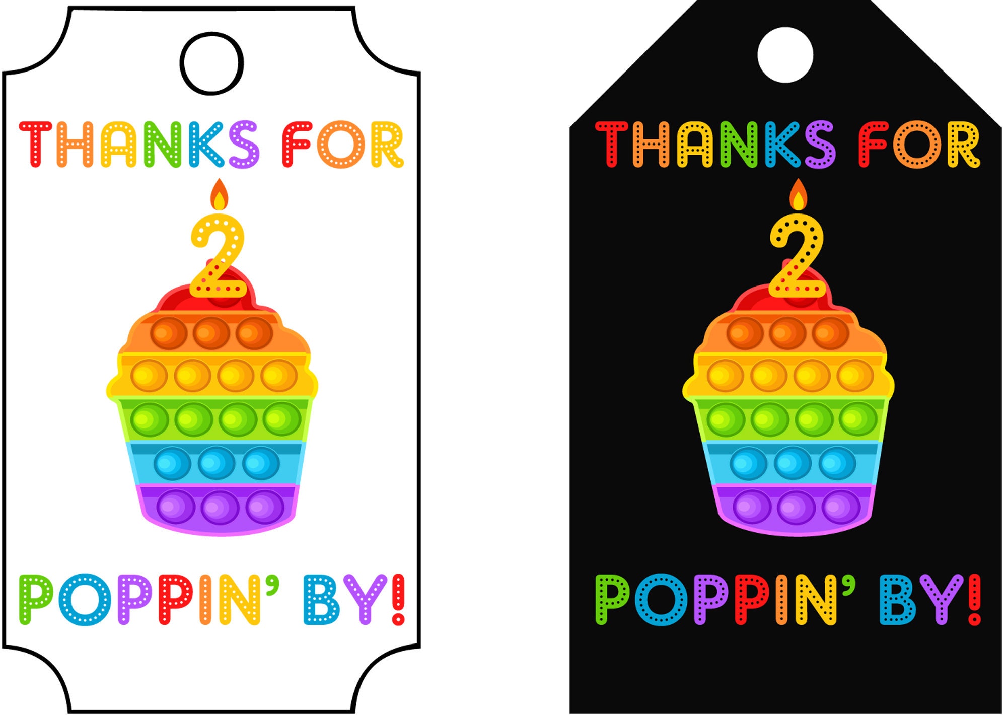 2nd Birthday Thank You Pop It Tag Thanks for Popping By Pop - Etsy