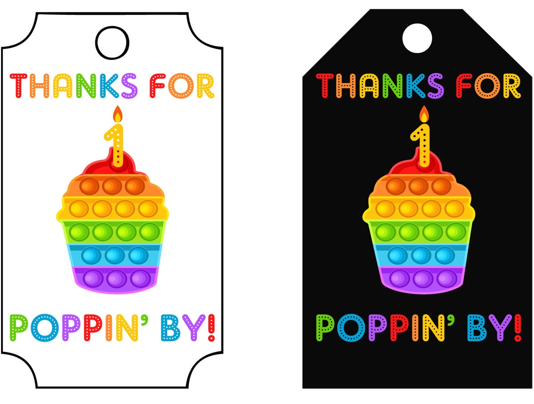 1st Birthday Thank You Pop It Tag, Thanks for Popping By, Pop It ...