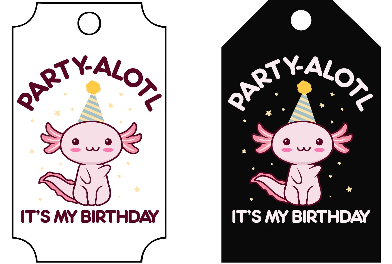 Axolotl Birthday, Printable Favor Tag, Birthday Gift Tag, Printable ...