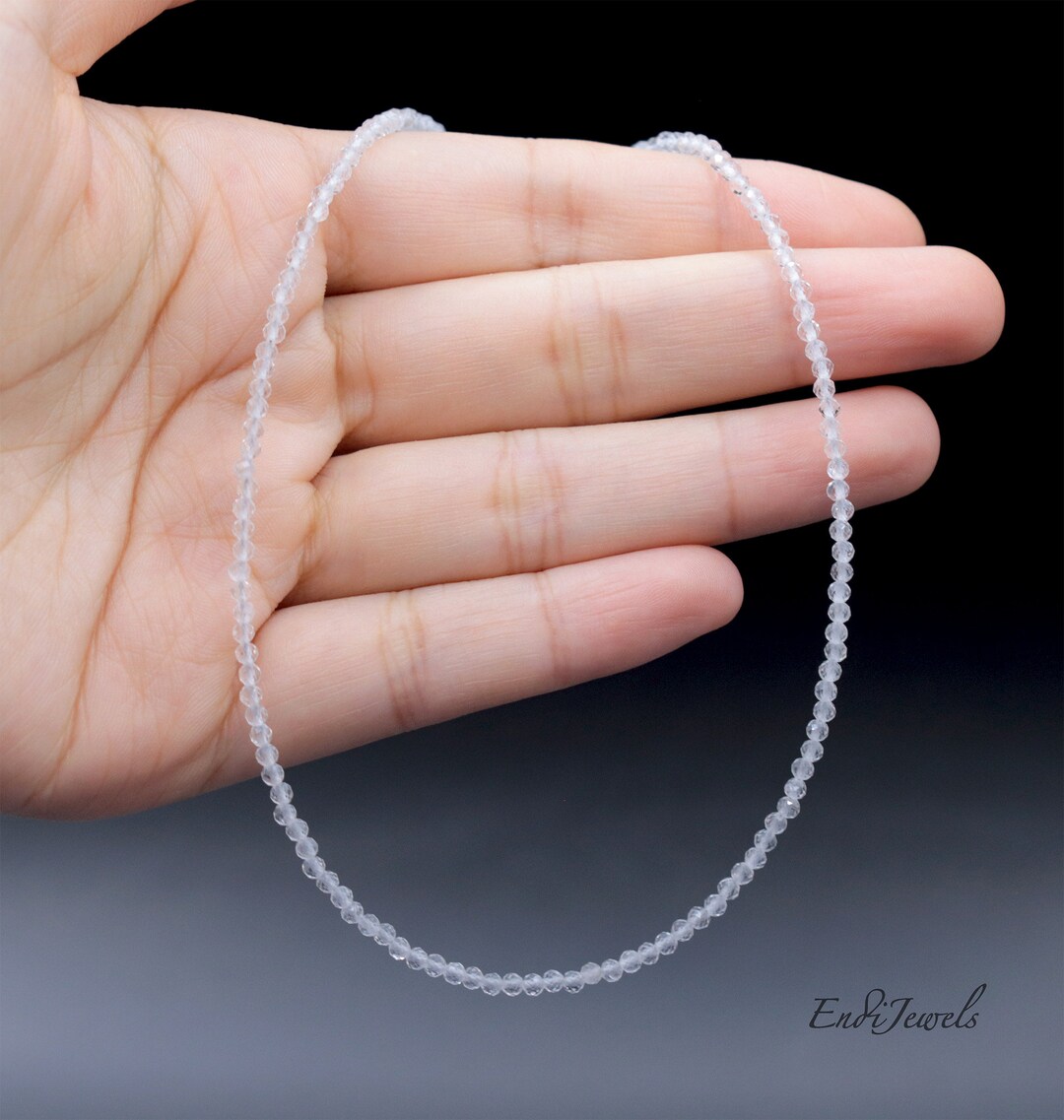 Natural Clear Quartz Tiny 2mm Faceted Beaded Choker, Bracelet, Genuine ...