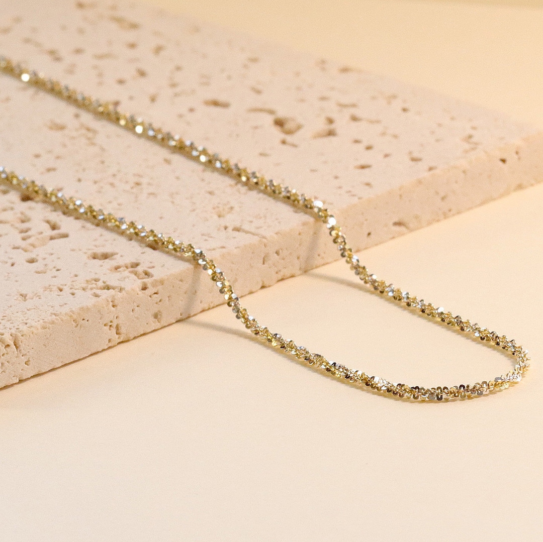 18K Gold Sterling Silver Chain Necklace, Minimalist Necklace, Dainty ...