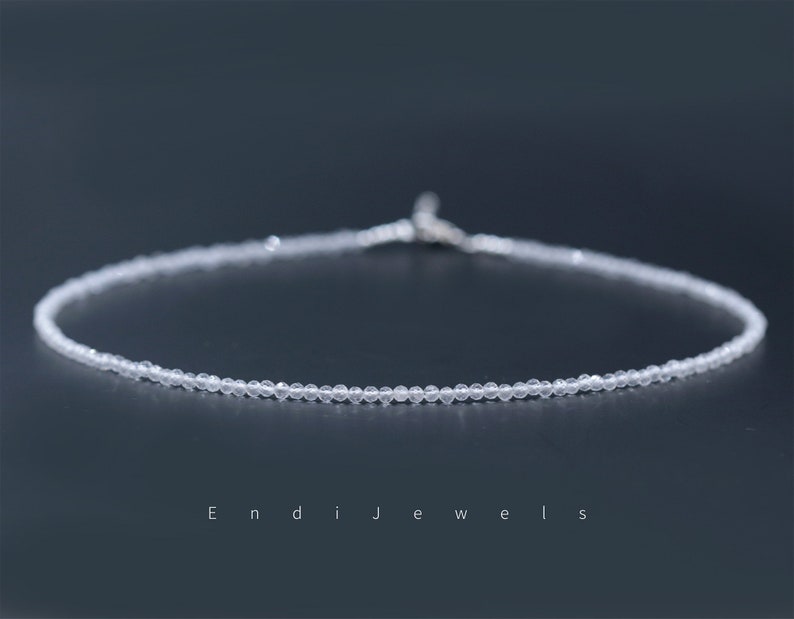 Natural Clear Quartz Tiny 2mm Faceted Beaded Choker, Bracelet, Genuine ...