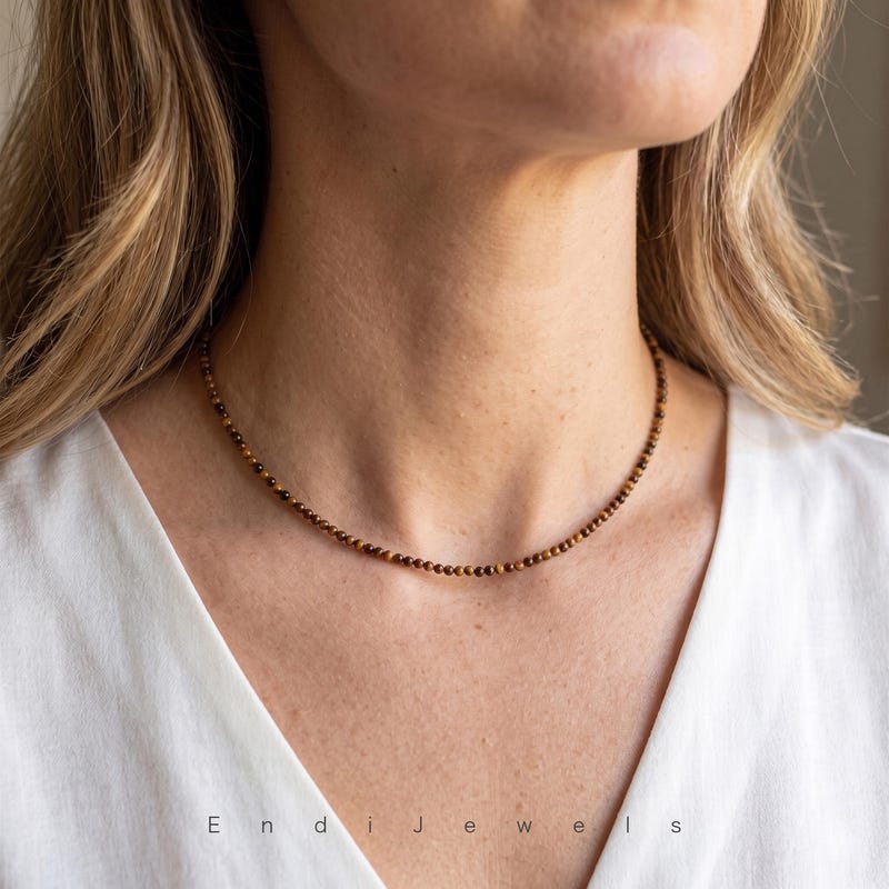 Brown Tiny Bead Necklace - Etsy