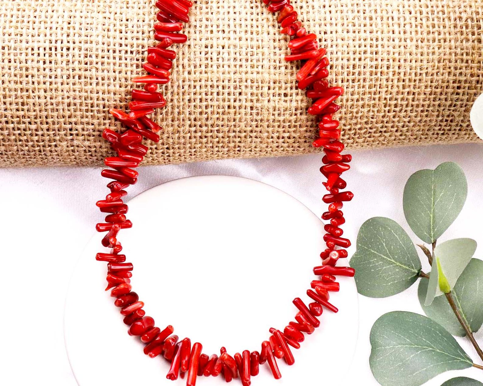 Red Coral Chips Necklace, Natural Coral Choker for Women, Irregular Red ...