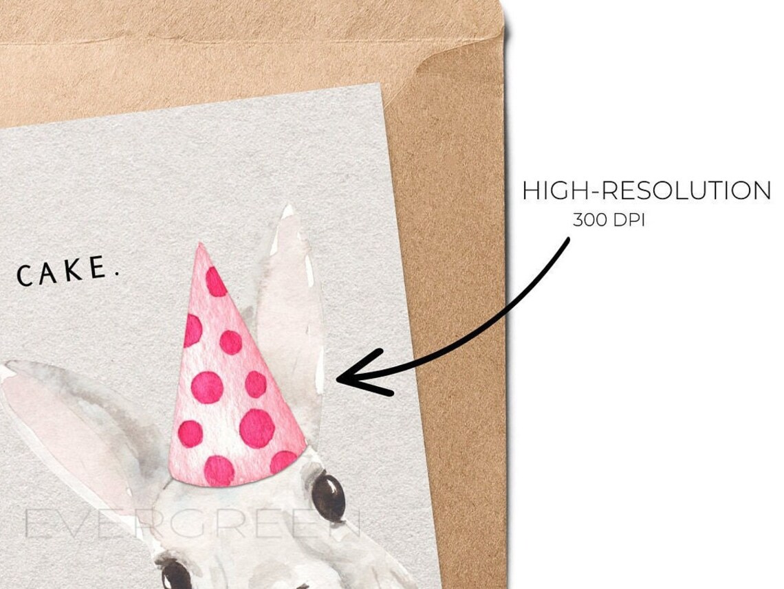 Funny Bunny Birthday Card Printable Instant Download Minimalist Card ...