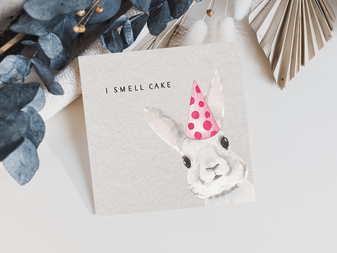 Funny Bunny Birthday Card Printable Instant Download Minimalist Card ...