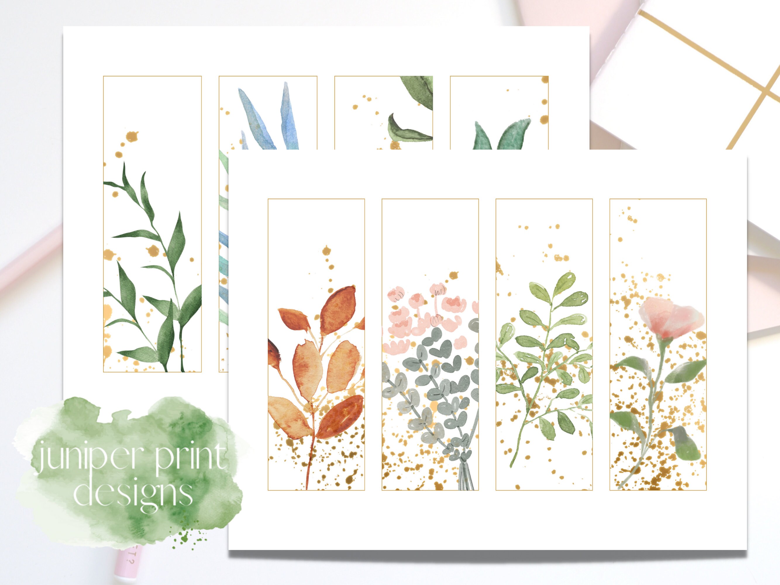 Watercolor Bookmark Printables, Download and Print Bookmarks ...