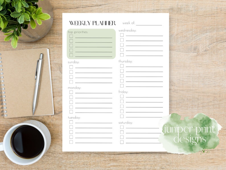 Weekly to Do List Printable, Minimalist Productivity Planner, Weekly ...