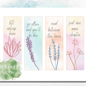 Quote Printable Bookmark Set, Download and Print Bookmarks, Watercolor ...
