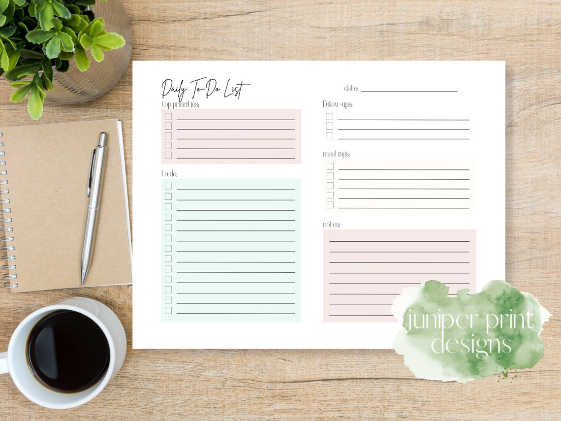 Daily to Do List Printable, Pastel to Do List, Minimalist Daily Planner ...