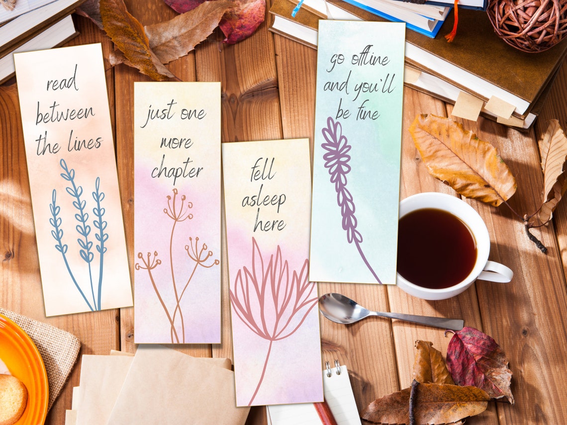 Quote Printable Bookmark Set, Download and Print Bookmarks, Watercolor ...
