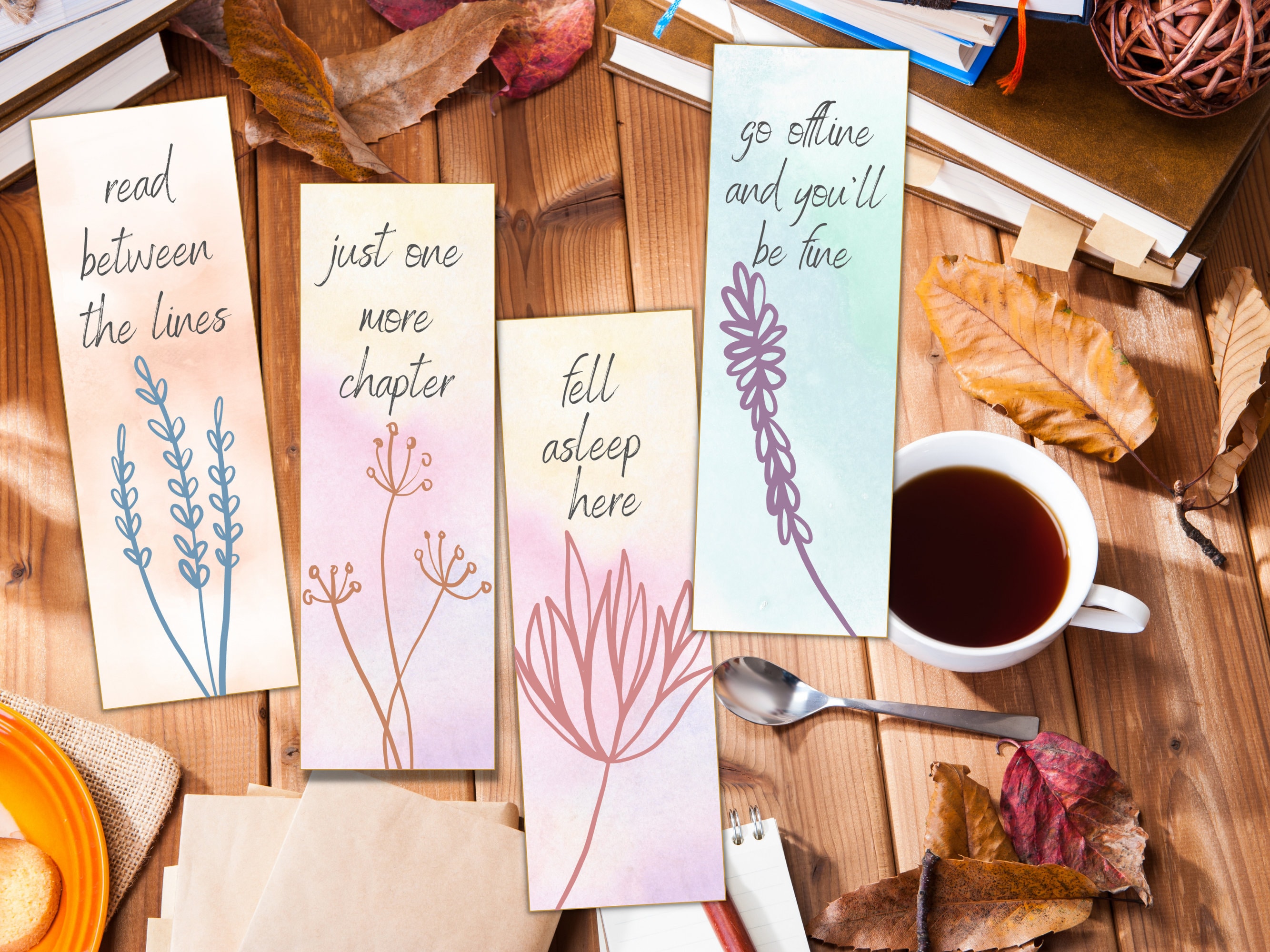 Quote Printable Bookmark Set, Download and Print Bookmarks, Watercolor ...