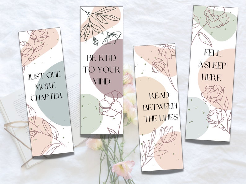 Quote Printable Bookmark Set, Download and Print Bookmarks, Floral ...