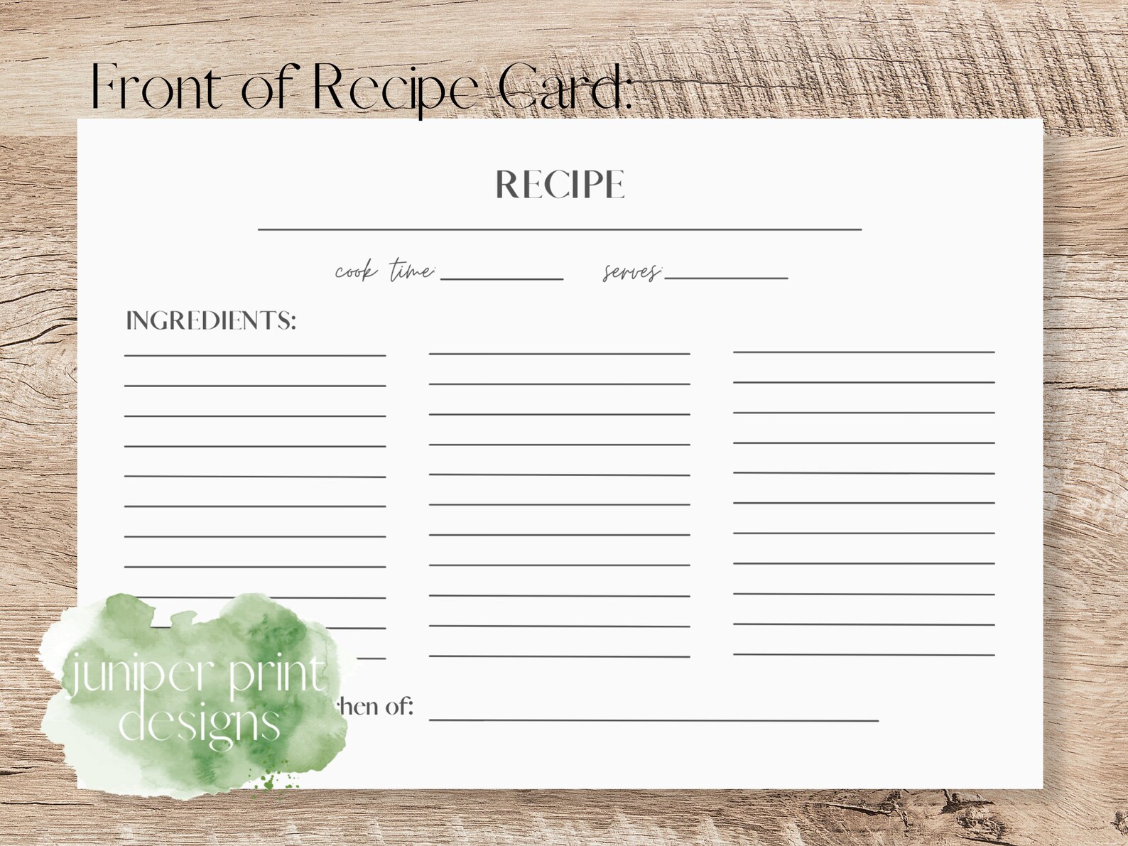 Recipe Card Template, Printable Recipe Card, Editable Recipe Card ...