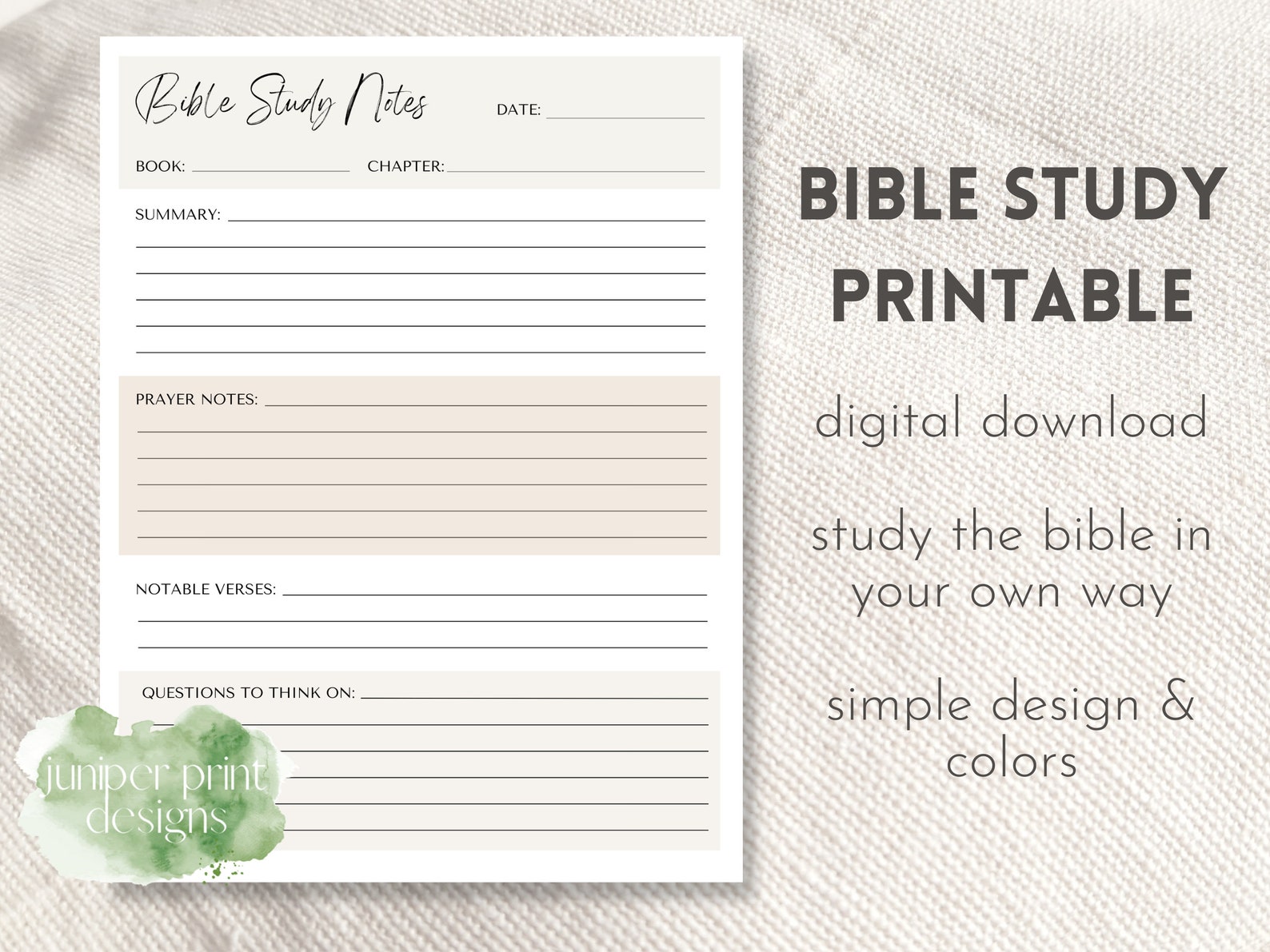 Bible Study Note Sheet, Printable Devotional Pages, Printable Bible ...