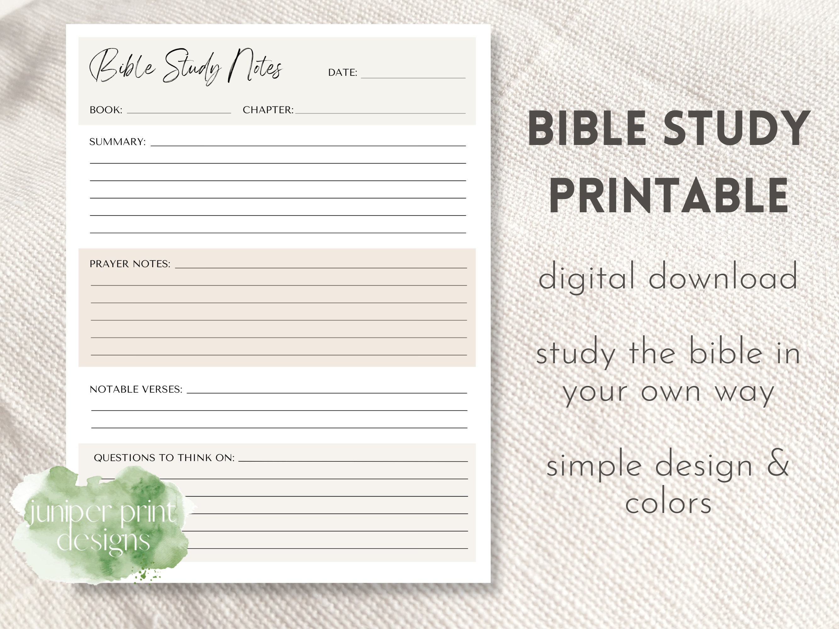 Bible Study Note Sheet, Printable Devotional Pages, Printable Bible ...