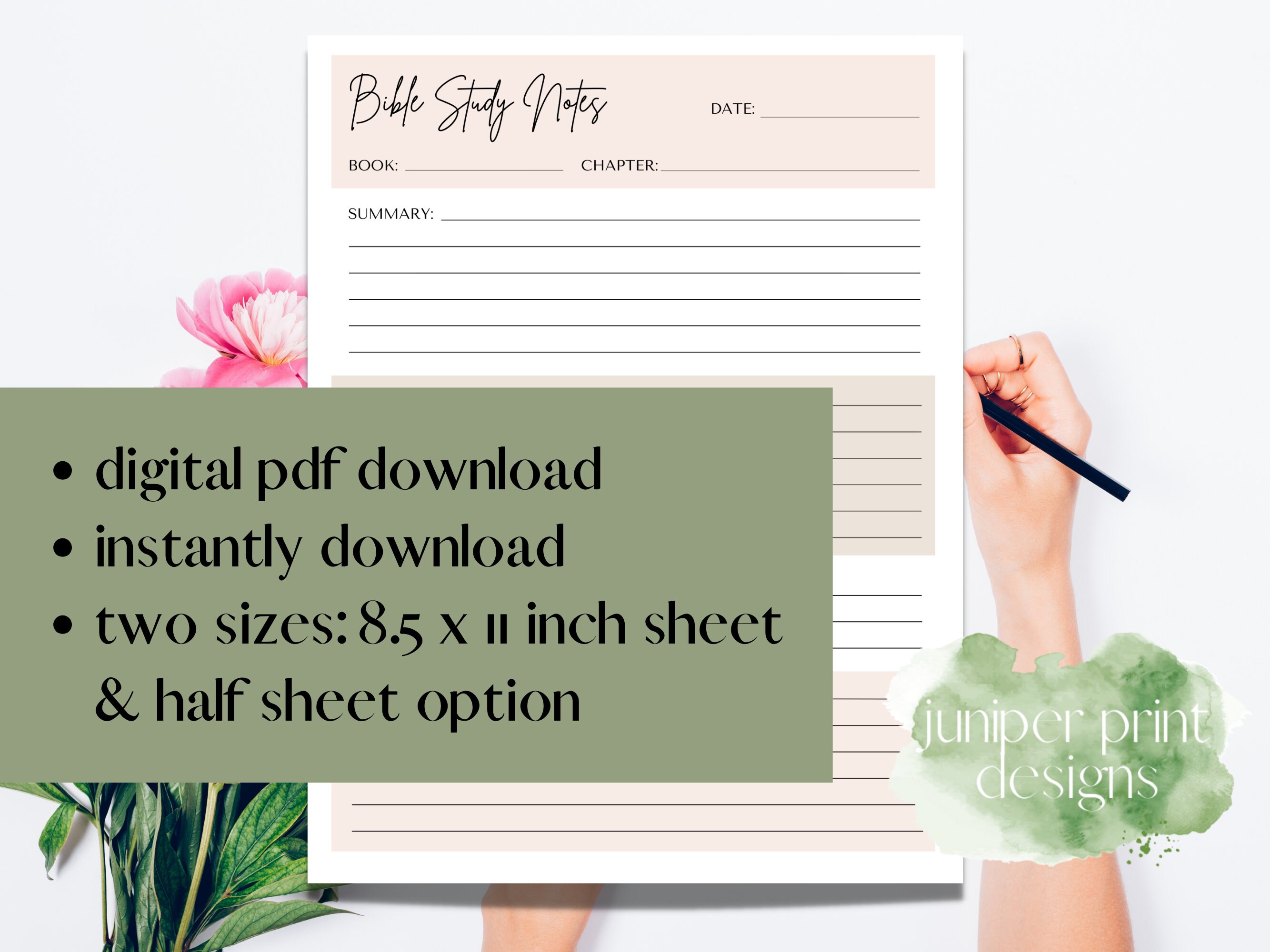 Bible Study Printable | Bible Study Note Sheet | Printable Devotional ...