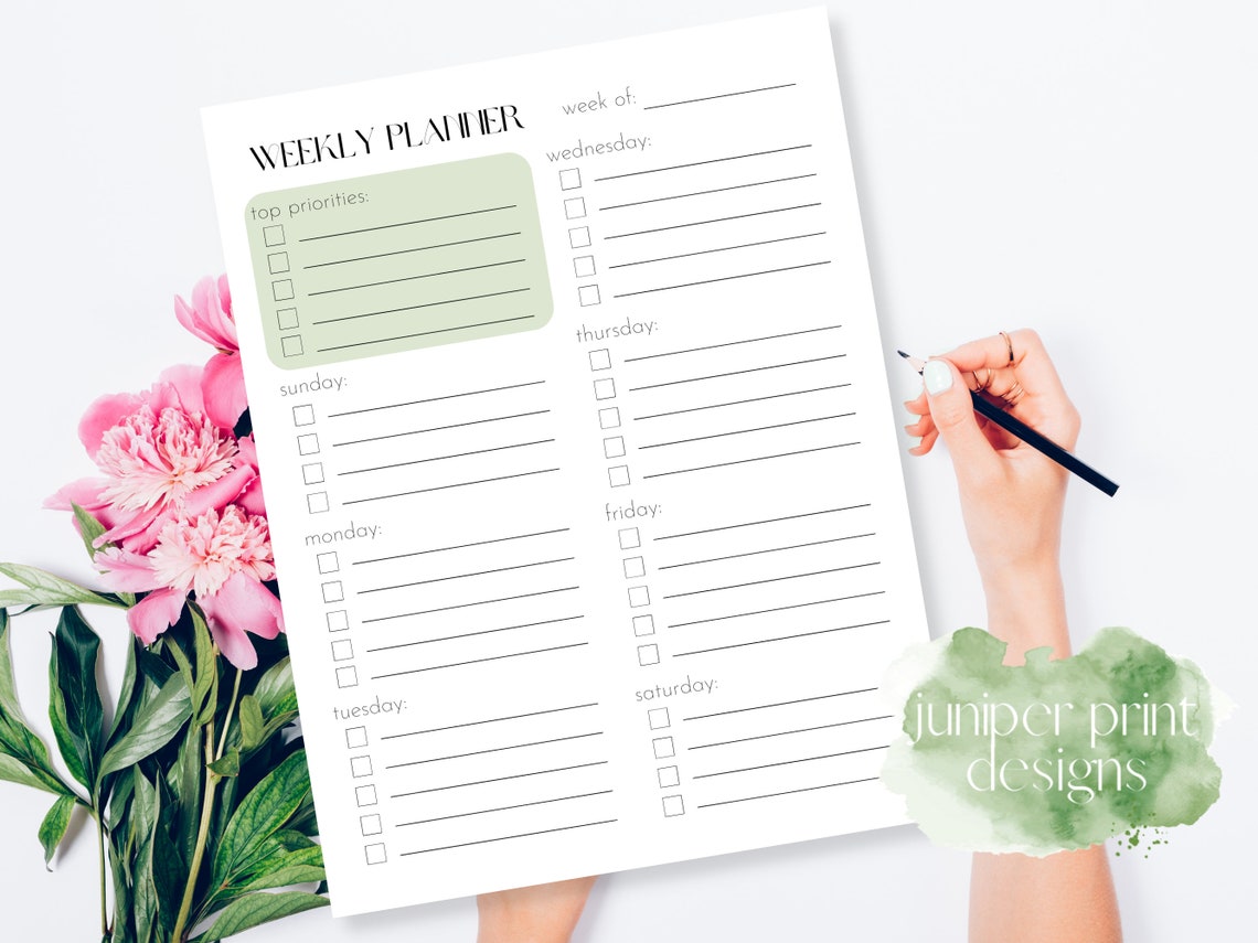 Weekly to Do List Printable, Minimalist Productivity Planner, Weekly ...