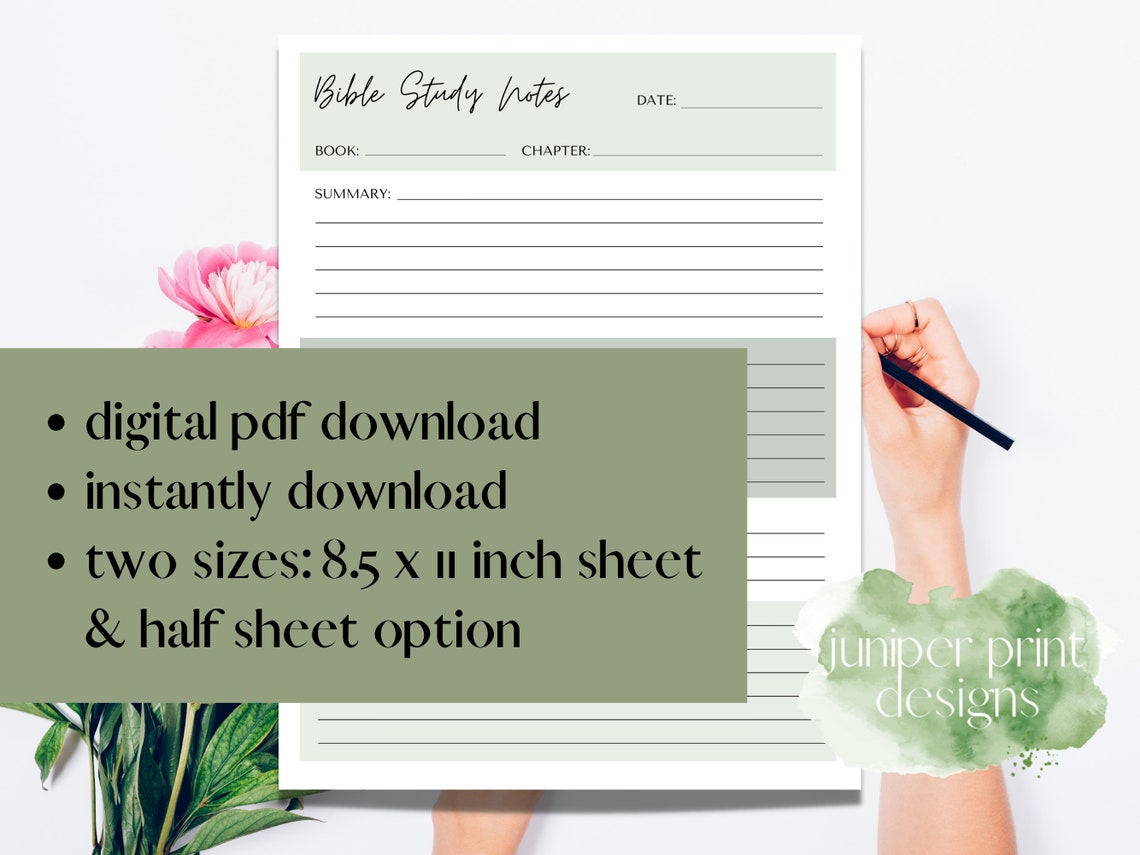 Bible Study Printable | Bible Study Note Sheet | Printable Devotional ...